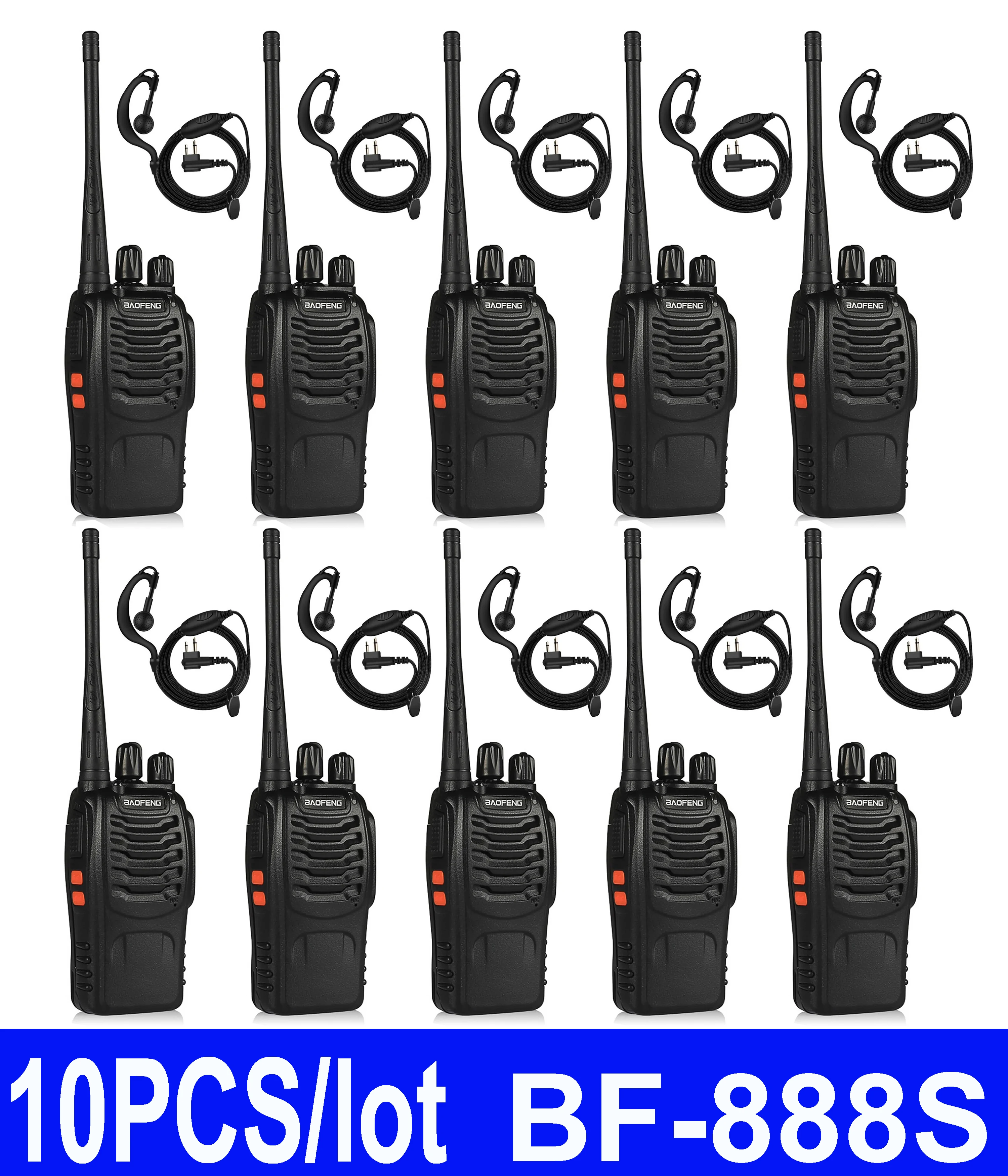 10pcs/Lot Wholesale Price Baofeng 888S with earpiece bf888s Handheld Ham Radios